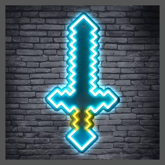 Minecraft | Other | Minecraft Diamond Rgb Sword Novelty Wall Light Wal ...